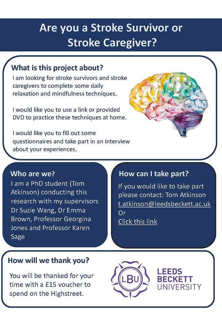 Looking for stroke survivors and caregivers to complete daily ...